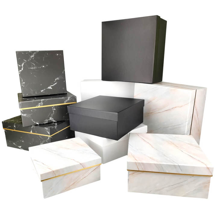 SHIOK 3 in 1 Square Shaped Gift Box With Marble Pattern For Flower ...