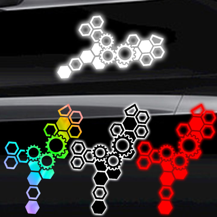 Honeycomb Gear Reflective Body Stickers Hexagonal Stickers Motorcycle ...