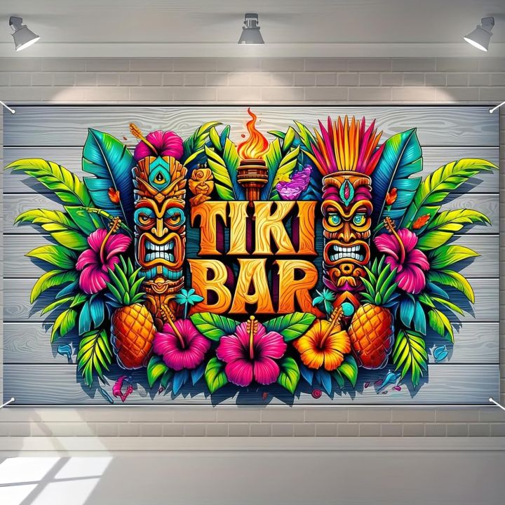 Tiki Luau Party Banner Hawaiian TIKI Bar Decoration for Tropical ...