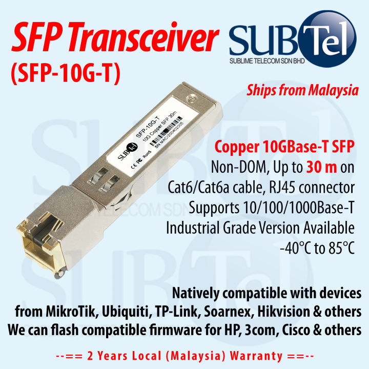 SUBTel SFP-10G-T SFP Transceiver module Copper 10GBase-T 30m 10G ...