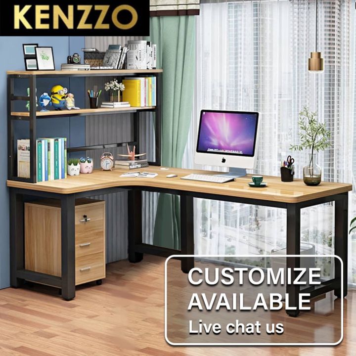 KENZZO AMABILE L Shape Study Table & Computer Laptop Desk with 1 YEAR ...