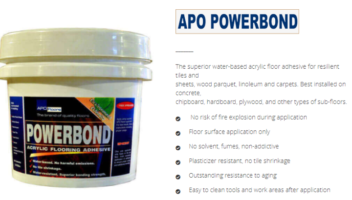 APO Powerbond 1.25KG I water-based acrylic floor adhesive | Lazada PH