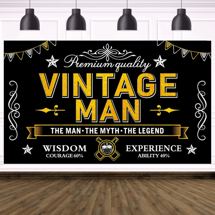 7x5ft Vintage Man Birthday Photography Backgrounds for Men, Black Gold ...