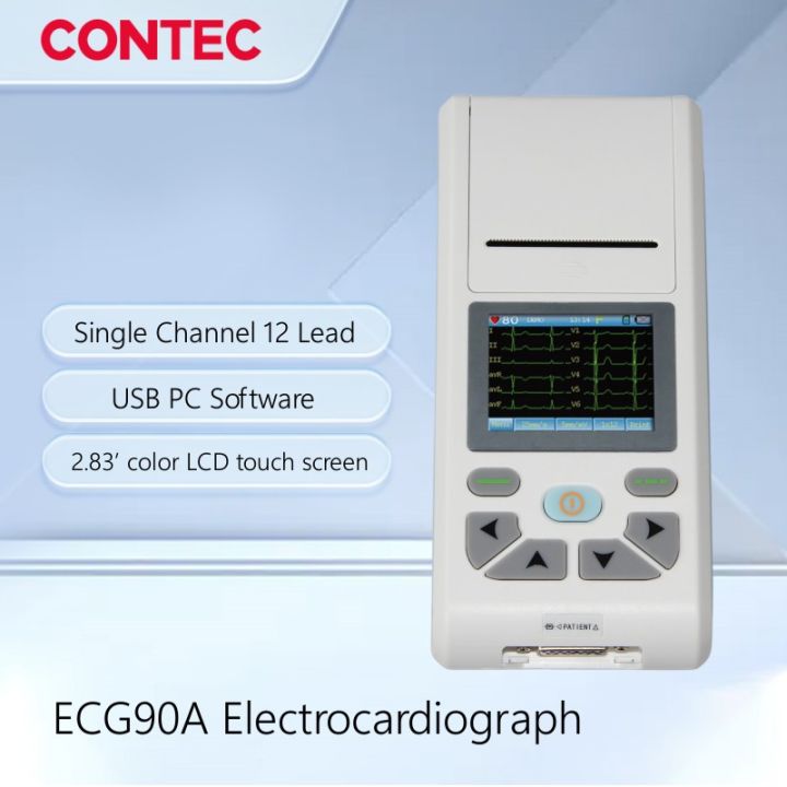 CONTEC ECG90A Handheld Portable Electrocardiograph Digital 1 Channel 12 lead ECG EKG Machine USB ...