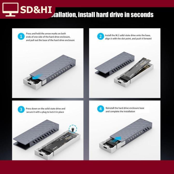 SD&HI อะแดปเตอร์ M.2หุ้ม SSD NVMe กล่องอลูมิเนียม USB 3.1 Gen2 10Gbps ...
