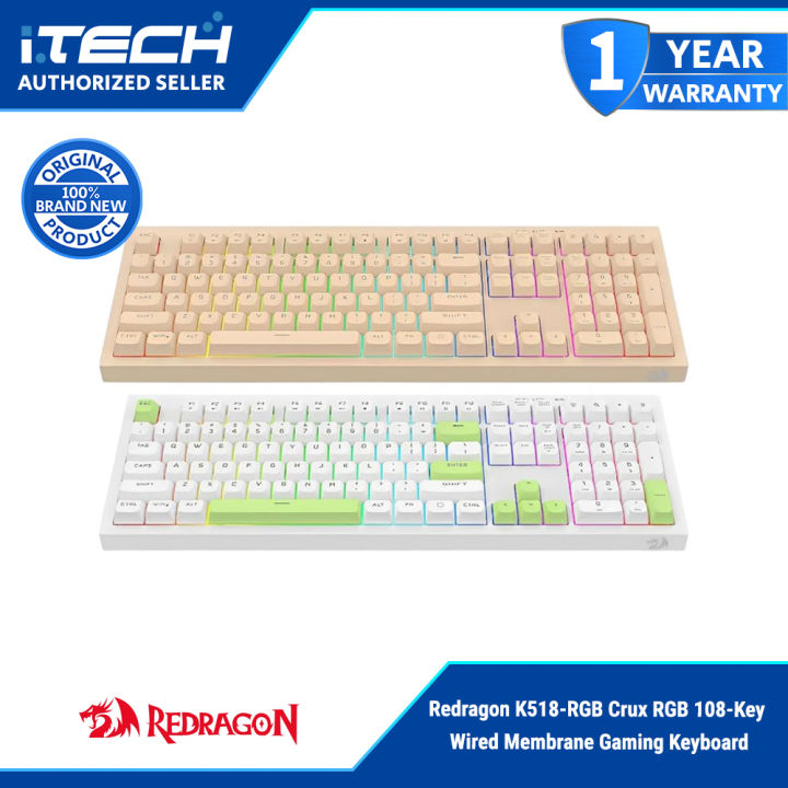 Redragon K518-RGB Crux RGB 108-Key Wired Membrane Gaming Keyboard ...