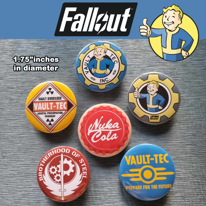 Fallout the Game / Series: Button Pins 1.75" (Vault Tec, Vault Boy ...