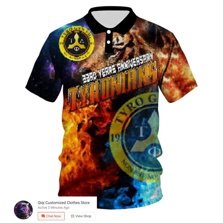 TYRO GYN PHI logo 36th anniversary 3d polo shirt，custom name free ...