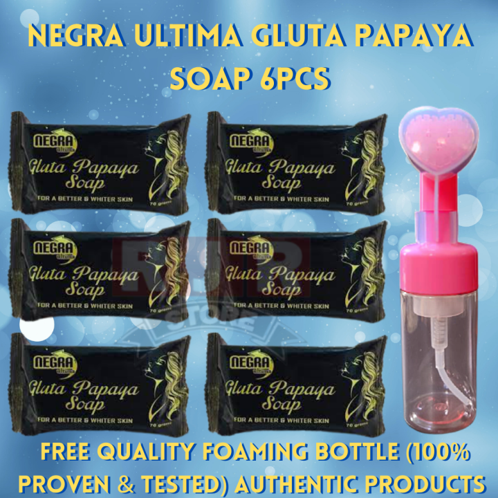 Negra Ultima Gluta Papaya Soap 6pcs / FREE Quality Foaming Bottle (100% ...