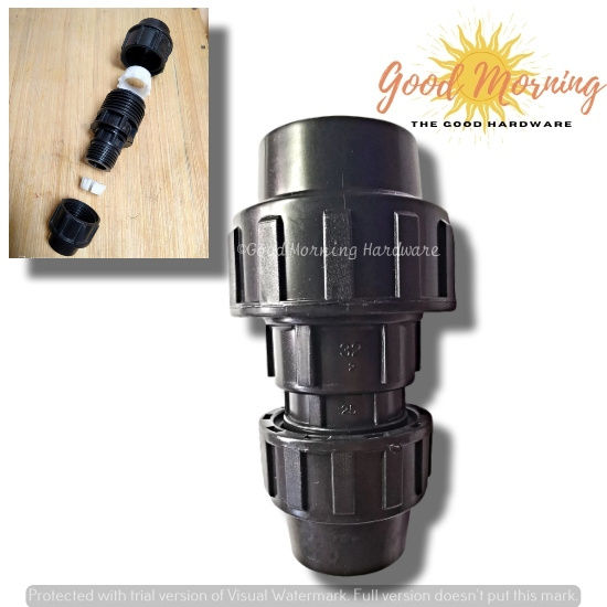 1PCS PE Coupling Reducer PE Black Connector (1/2x1" & 3/4x1") PE Quick Connect Pipeline Fittings ...
