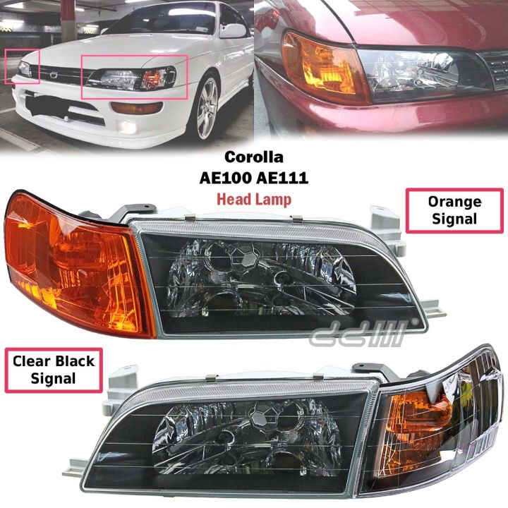 Crystal Black Head Lights Corner Lamp Toyota Corolla AE100 AE101 E100 ...