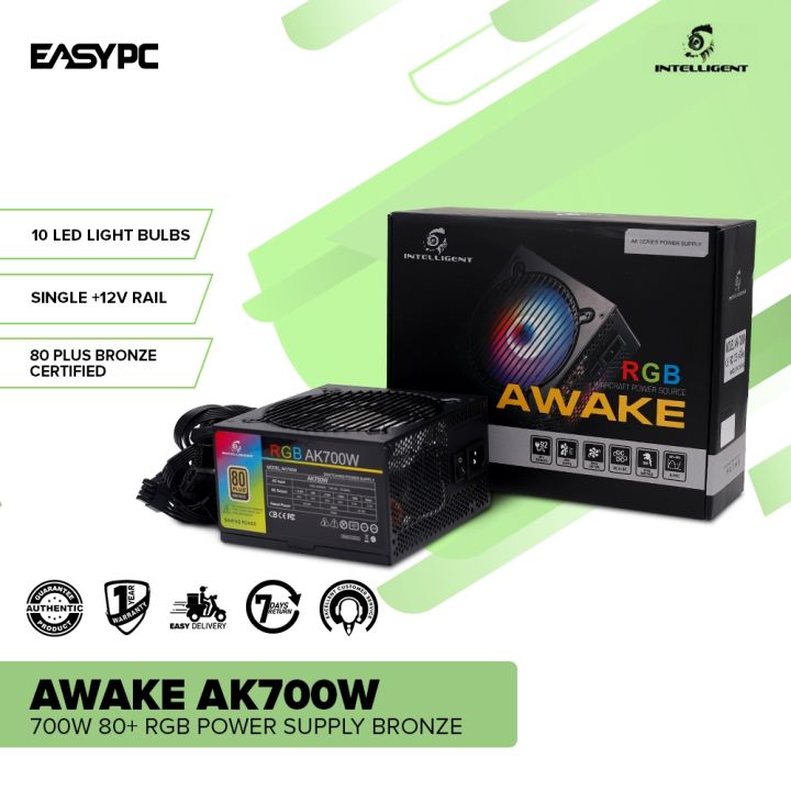EasyPC | Intelligent Awake AK700W 700W 80+ RGB Power Supply Bronze PSU ...