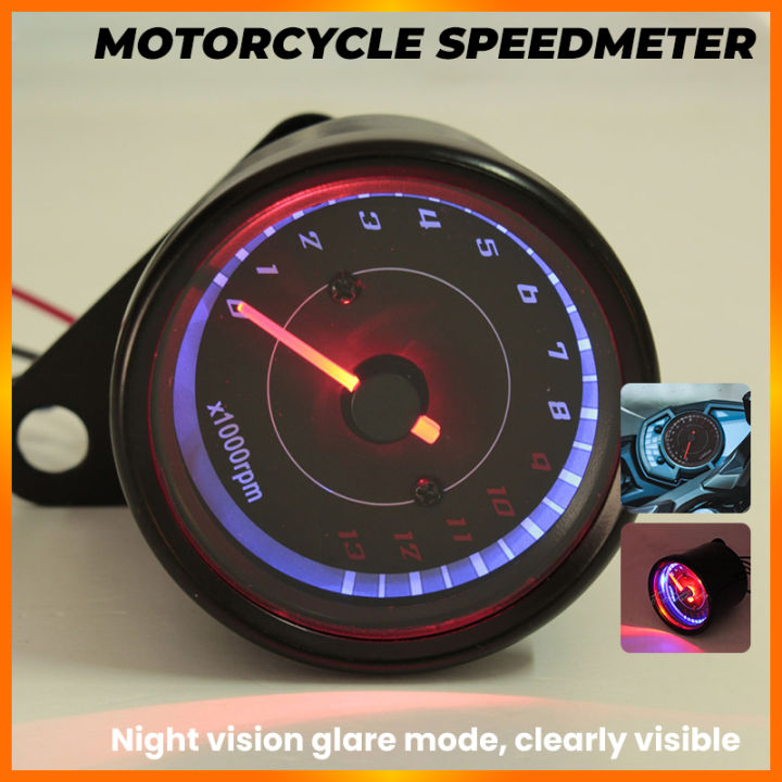 E&M Universal Motorcycle Tachometer LED Screen DC 12V Meter Gauge 1000 ...