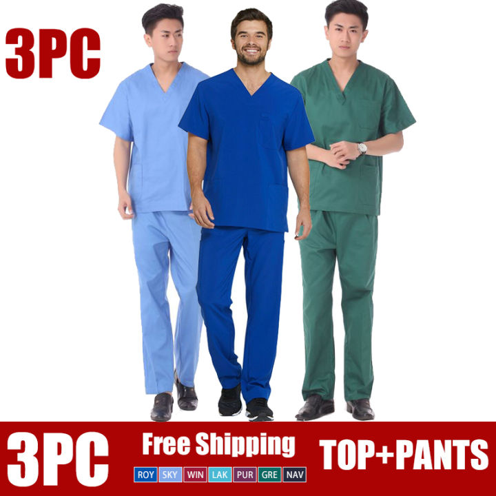 【PPPC】 Baju scrub suit men Short sleeve Nursing clothing Hospital ...