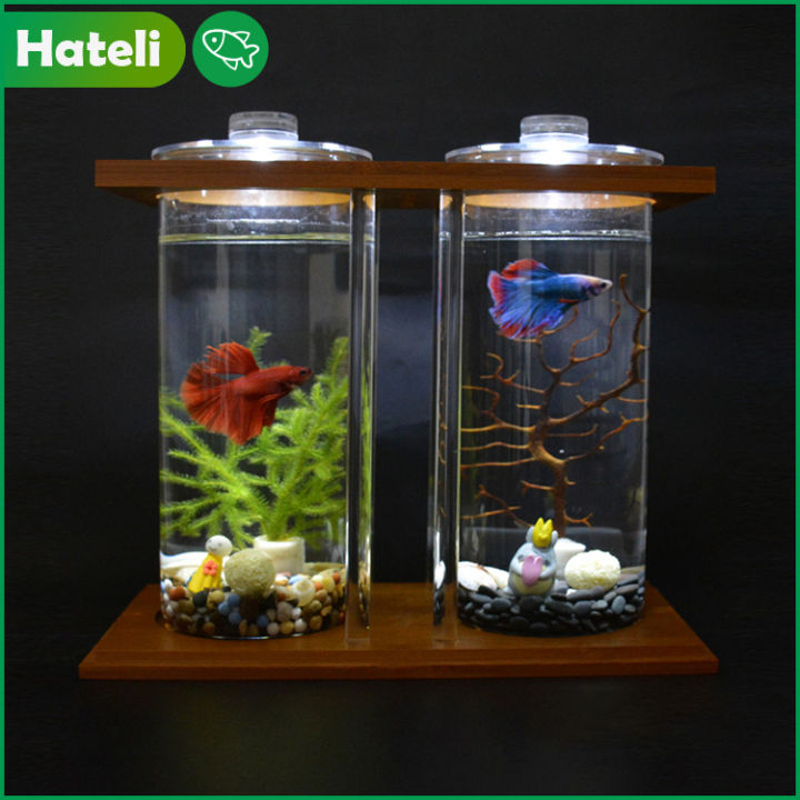 [HATELI] Aquarium Set Sáng Tạo Tre Và Gỗ Sinh Thái Chiến Đấu Fish Tank ...