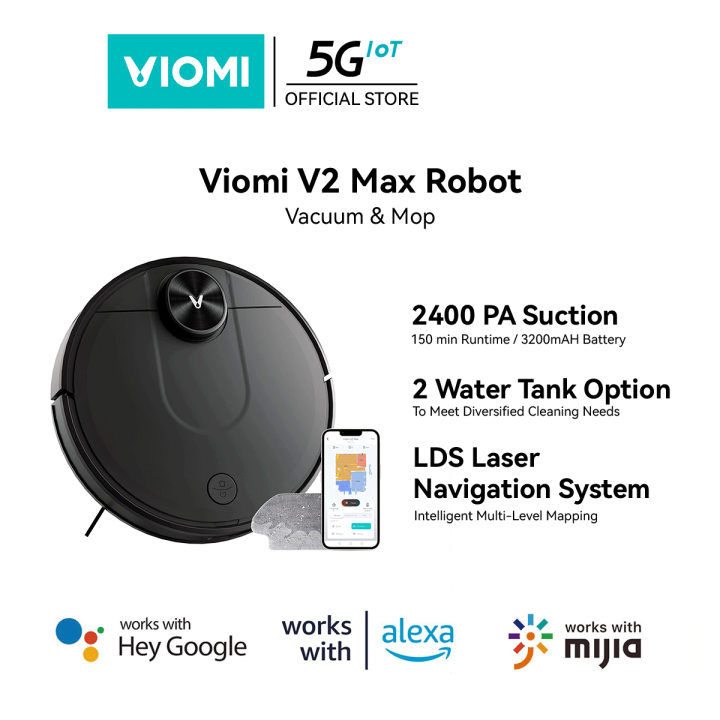 Viomi V2 Max Robot Vacuum and Mop | LDS Laser Navigation System ...