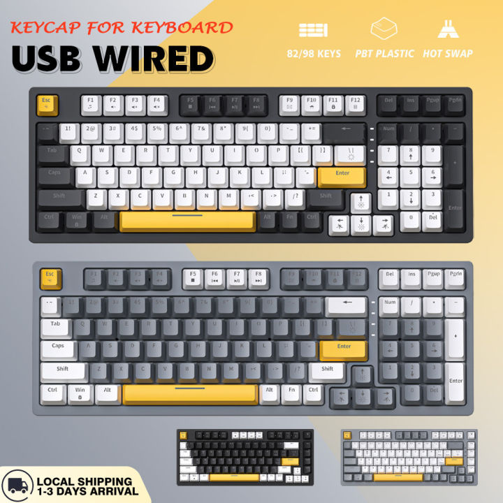 T82T98 Mechanical Keyboard USB Wired Hot Swappable 8298 Keys Red Switch ...