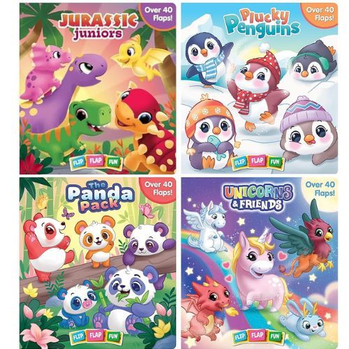Flip Flap Fun Animal Adventure Book Set: Plucky Penguins/Jurassic ...