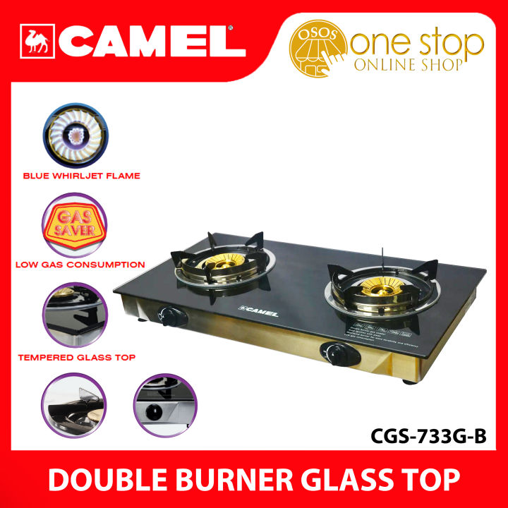 CAMEL by OSOS Cooking Stove Deluxe Double Burner Glass Top Gas Burner ...