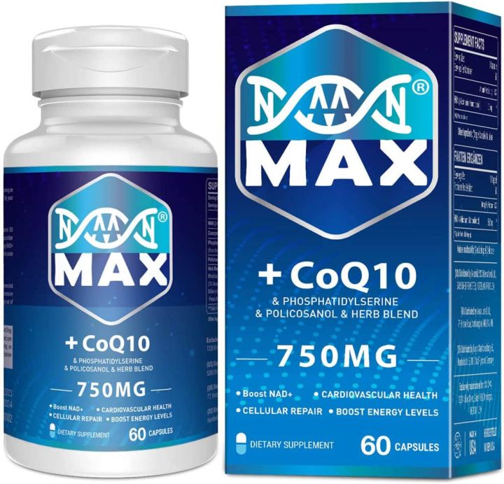 Advanced NMN MAX + CoQ10 Supplement 750mg Nicotinamide Mononucleotide ...