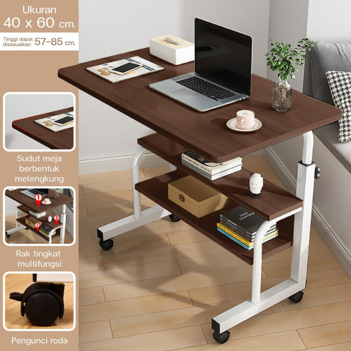 HTD SPORT Meja Laptop Lipat Adjustable dengan Roda Meja Belajar ...
