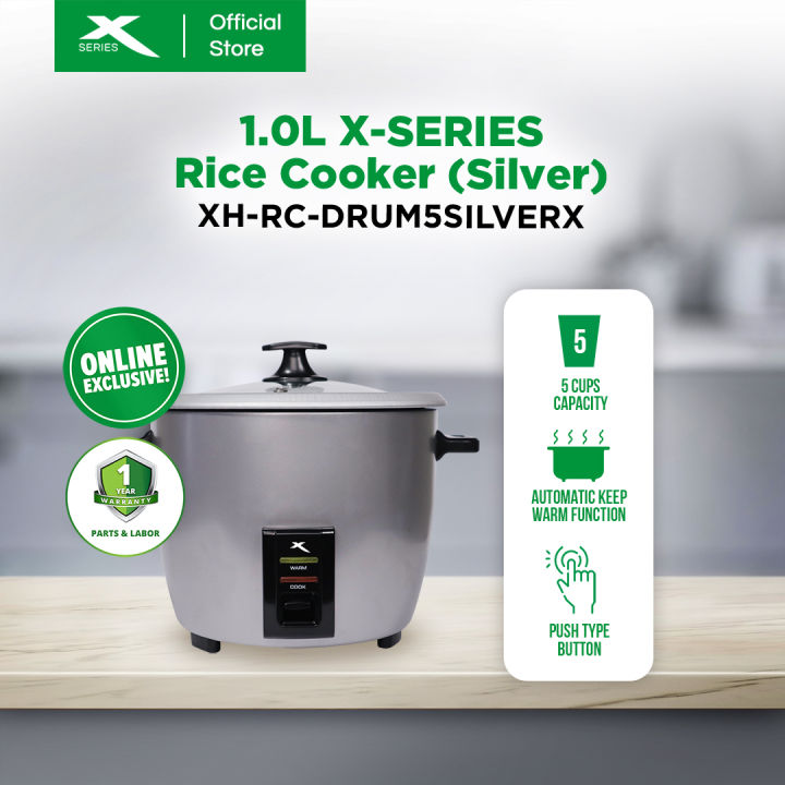 X-SERIES 1L Rice Cooker 5 Cups Capacity Aluminum Metal Body Finish Push ...