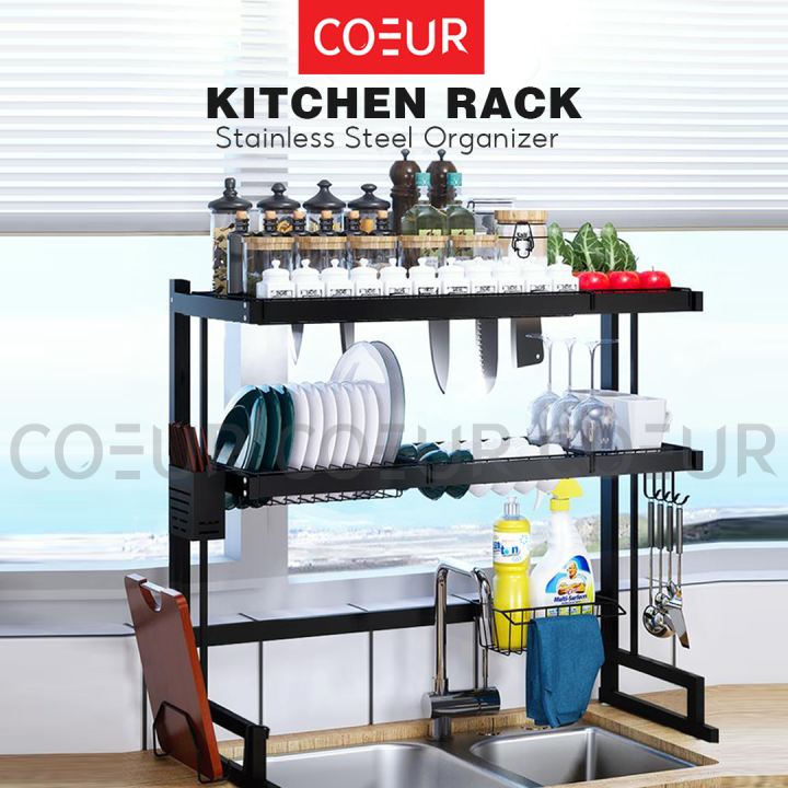 COEUR Rak Dapur Stainless Steel Sink Dish Rack Rak Pinggan Sinki Dish ...