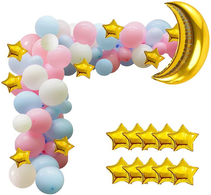 ballon set decoration for birthday Pink and Blue Balloons -129pcs Pink ...