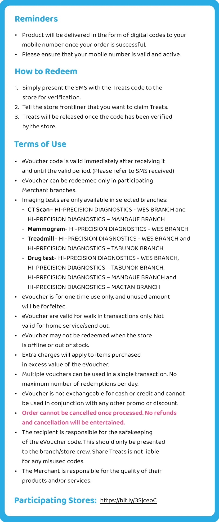 Hi-Precision Diagnostic Cebu P500 Worth Voucher (SMS eVoucher) | Lazada PH