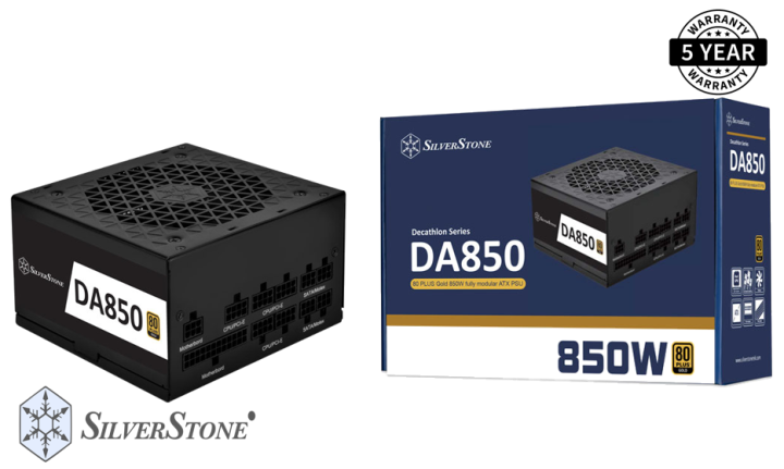 Silverstone DA850 GOLD Power Supply (Full Modular, 80 PLUS GOLD 850W ATX, DA 850) SST-AX0850MCGD ...