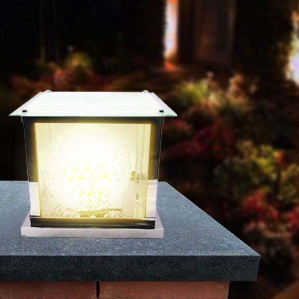 Modern E27 Outdoor Gate Lamp / Crystal Ball Pillar Gate Light ...