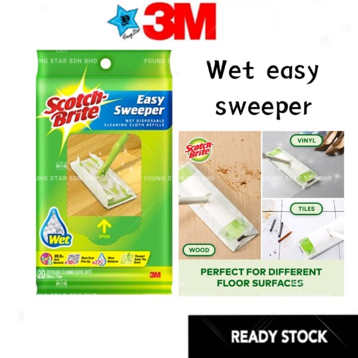 3M Scotch Brite Easy Sweeper Wet Disposable Wipes - Antibacterial ...