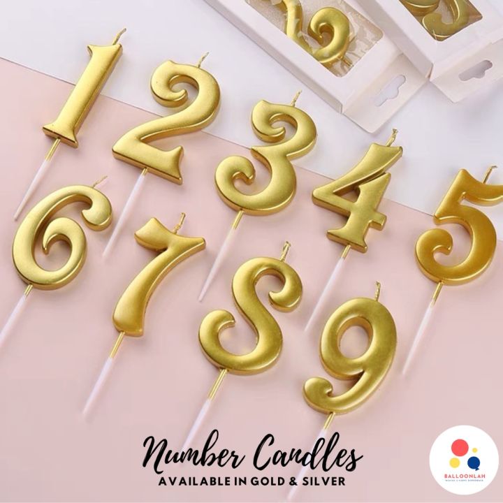 NUMBER Candle Birthday Candles Parties Gold Silver [READY STOCK IN SG ...