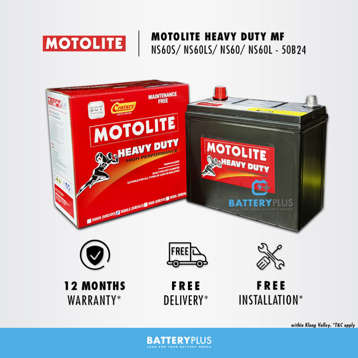 NS60S | NS60 | NS60LS | NS60L | 50B24 Motolite Heavy Duty MF Car Battery For Proton Saga | Iriz ...