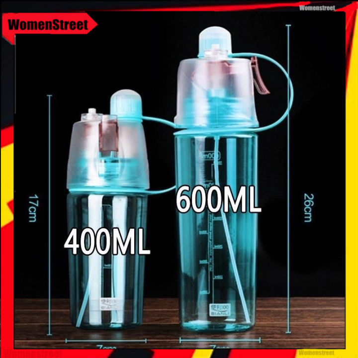 400 / 600ml Drinking Bottle Shaker Water Bottle Botol Air Minuman Mist ...