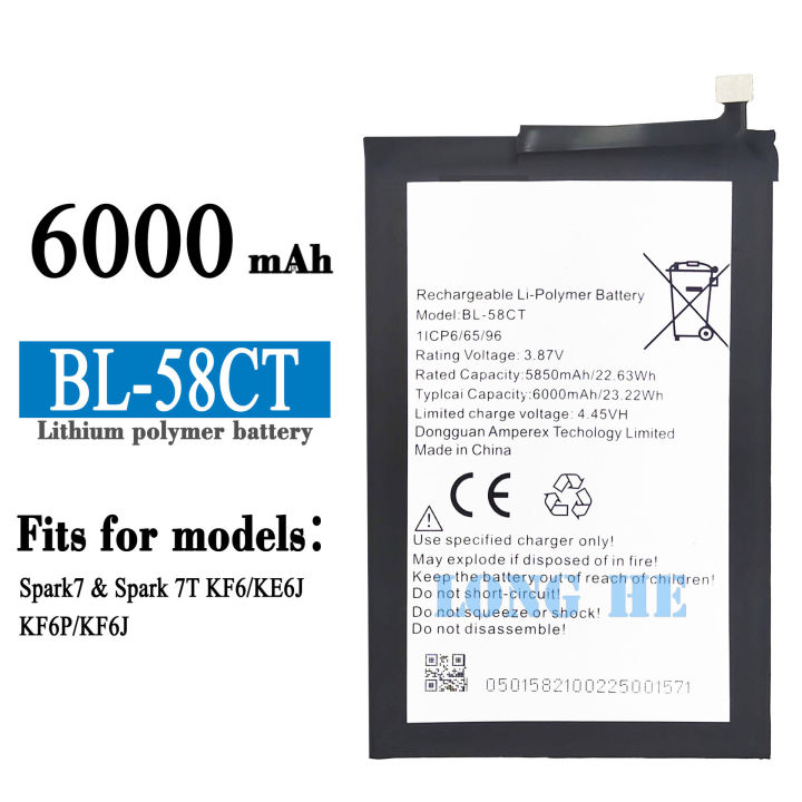 Tecno Spark 7/7T KE6 KE6J KF6P KF6J Battery BL-58CT Battery | Lazada PH