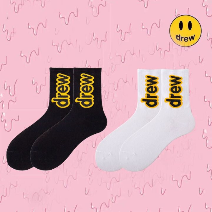 Korean fashion drew house smiley face casual socks Justin Bieber iconic ...