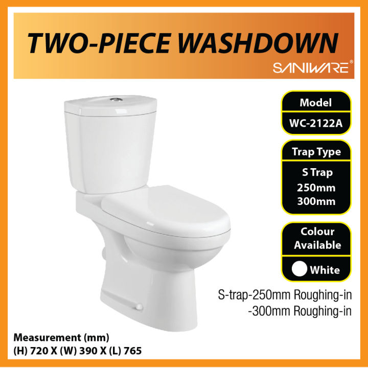 SANIWARE WC-2122 Two Piece - Wash Down - Water Closet 250mm 10 Inch S ...