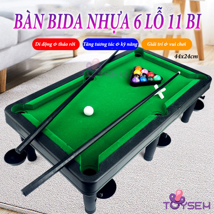 Bàn bida mini bằng nhựa 6 lỗ 11 bi - Bàn bi-a người lớn 2 cơ - Đồ chơi ...