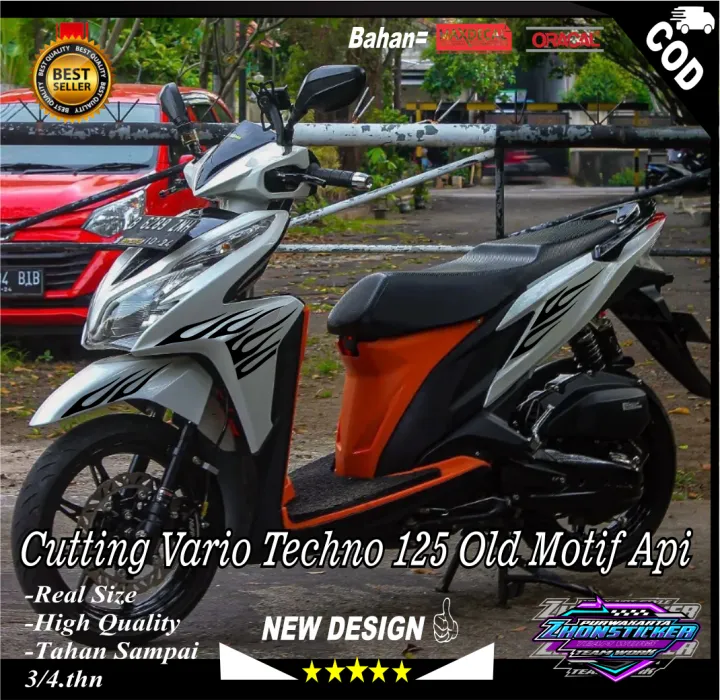 sticker variasi honda VARIO 125 OLD TECHNO sticker API variasi striping polet bodi motor vario ...