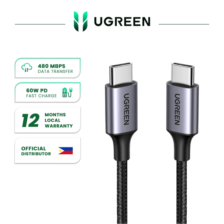 UGREEN 60W USB-C 2.0 to USB-C 3A Data Cable Nylon Braided PD Cable 1M ...