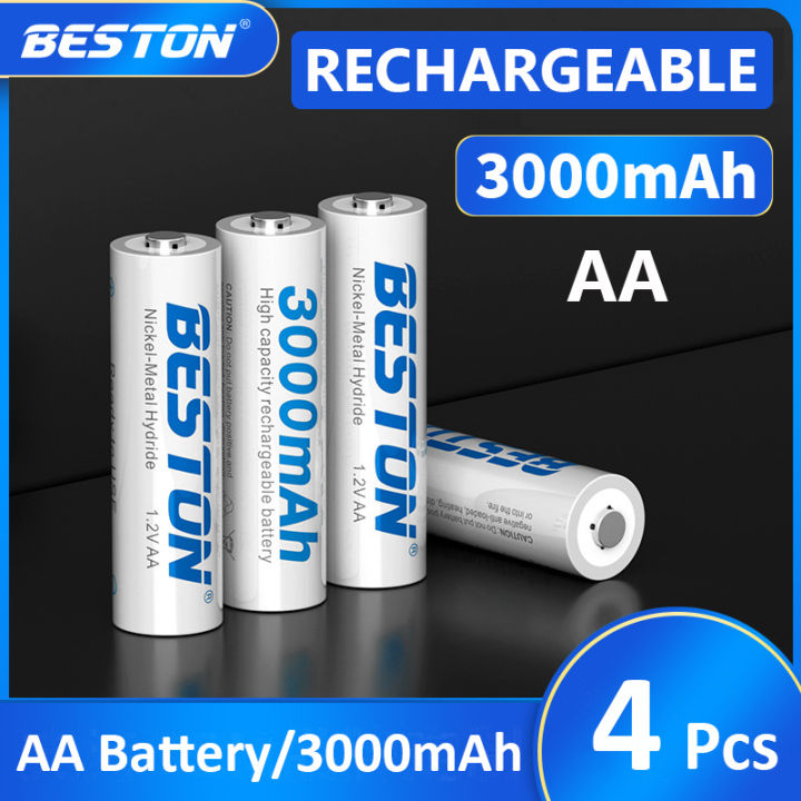 Beston 4 Pcs 3000mAh 1.2V AA Battery Rechargeable Battery | Lazada PH