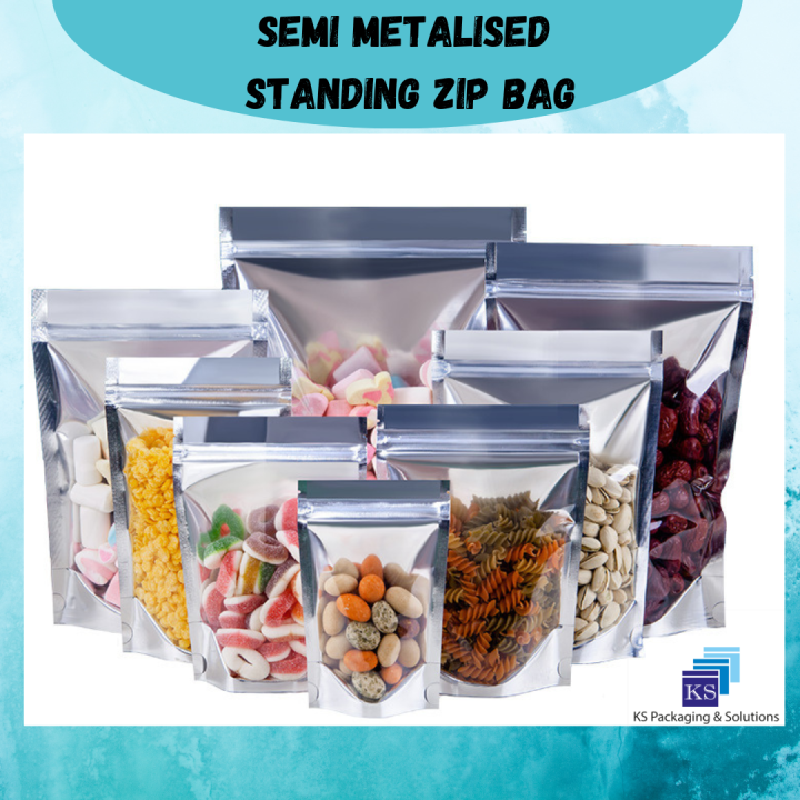 Aluminium Foil Semi Metalised Standing Zip Lock Bag (50pcs) | Lazada