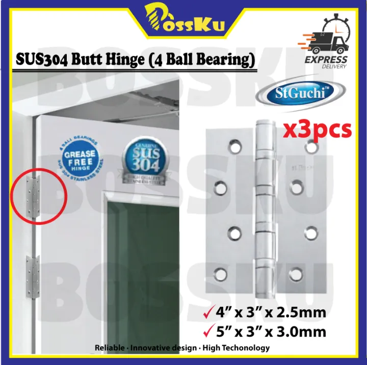 ST GUCHI SUS304 4''/5'' Stainless Steel 4 Ball Bearing Butt Hinges ...