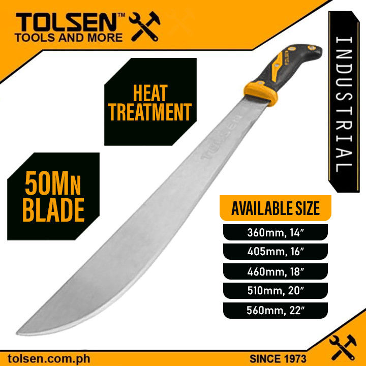 Tolsen Machete w/ Rubber Plastic Handle (14" | 16" | 18" | 20" | 22") For Outdoor Expedition ...