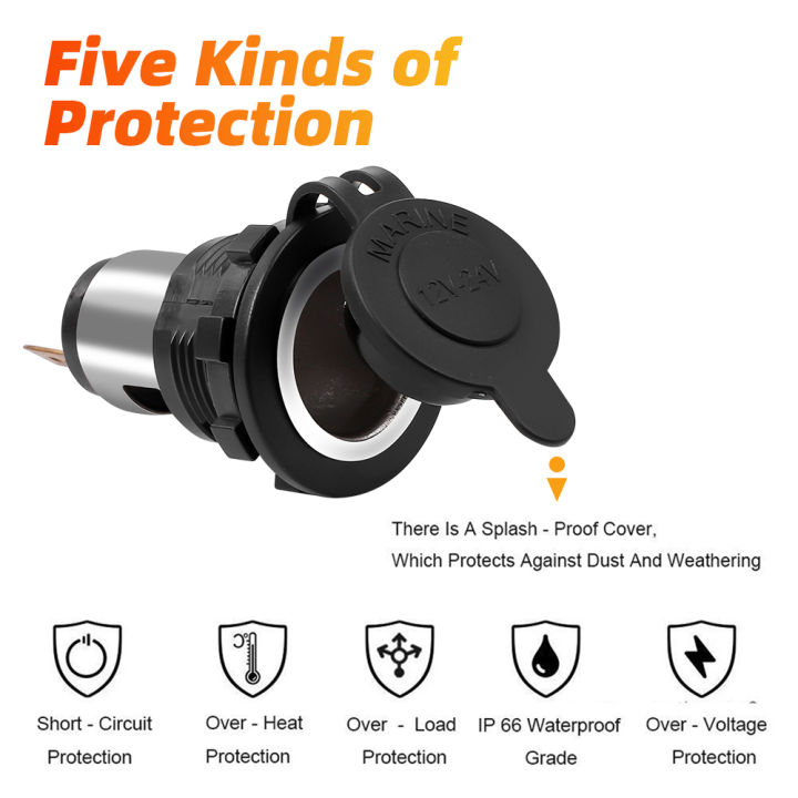 Motorcycle Socket Adaptor 250W Waterproof Car Auto Lighter Power Plug ...