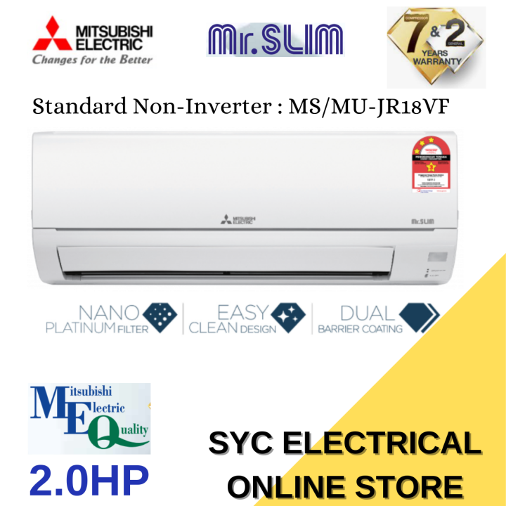 MITSUBISHI R32 MR. SLIM 2.0HP NON INVERTER JR SERIES AIR CONDITIONER MS ...