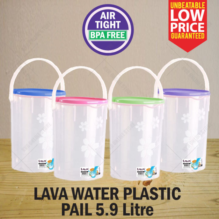 LAVA Water Plastic Pail Container Bucket BPA FREE AIRTIGHT 5.9L /Baldi ...