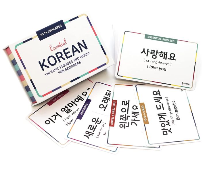 Korean Basic Dialogue Flashcards - 120 Basic Phrases/Words With Gift ...
