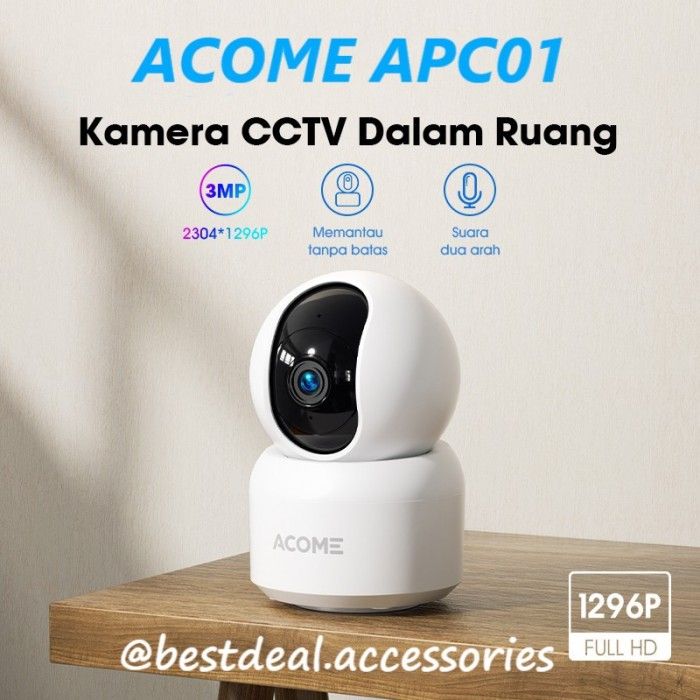 Acome APC01 Indoor Smart Camera CCTV WiFi Audio FULL HD 1296P 3MP ...